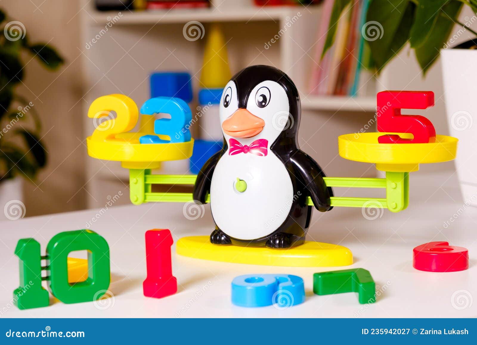 The Penguin Scale Weighs the Numbers, the Math for the Kids. Stock ...