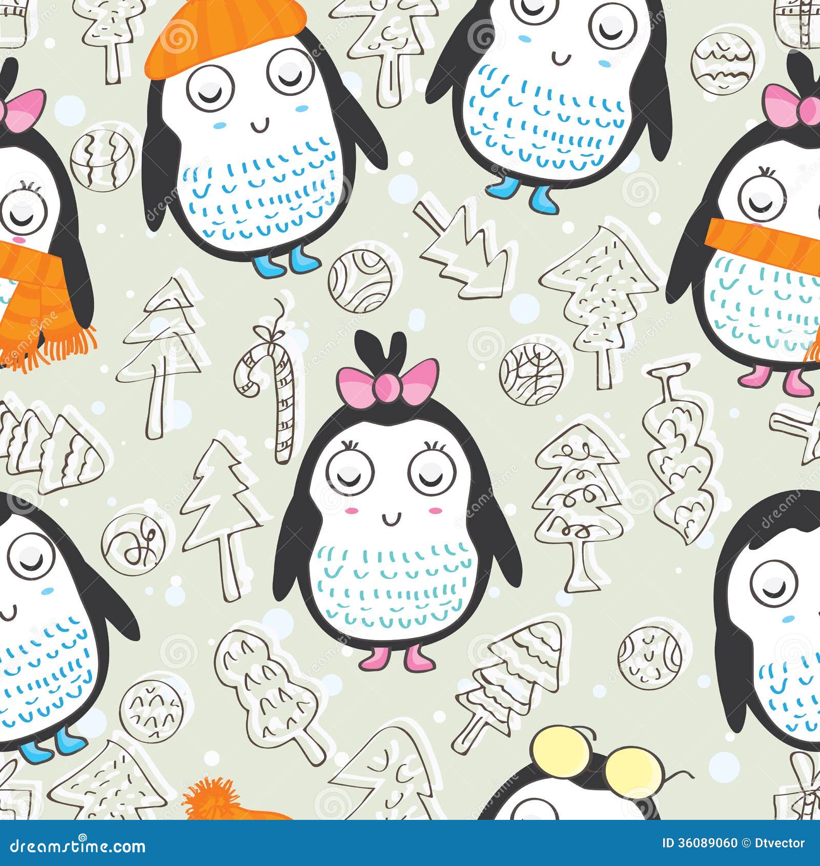 Penguin Seamless Pattern_eps Stock Vector - Illustration of doddle ...