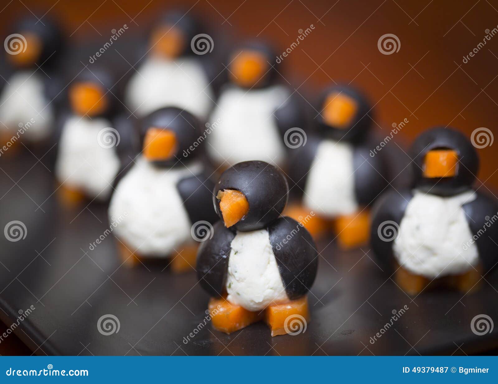 Penguin-shaped Olive Cheese Appetizers Stock Image - Image of penguin ...