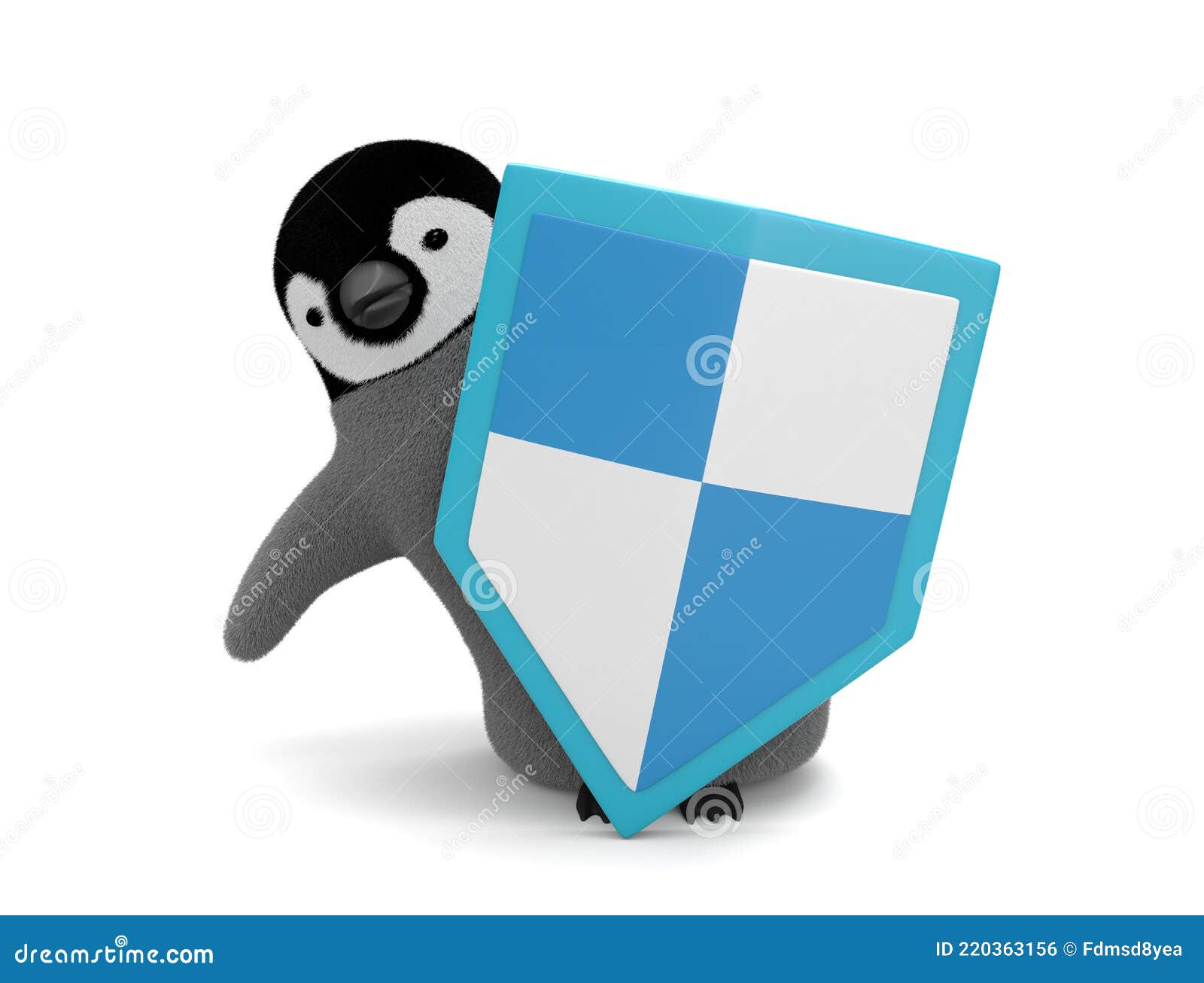 Penguin with shield stock illustration. Illustration of secure - 220363156