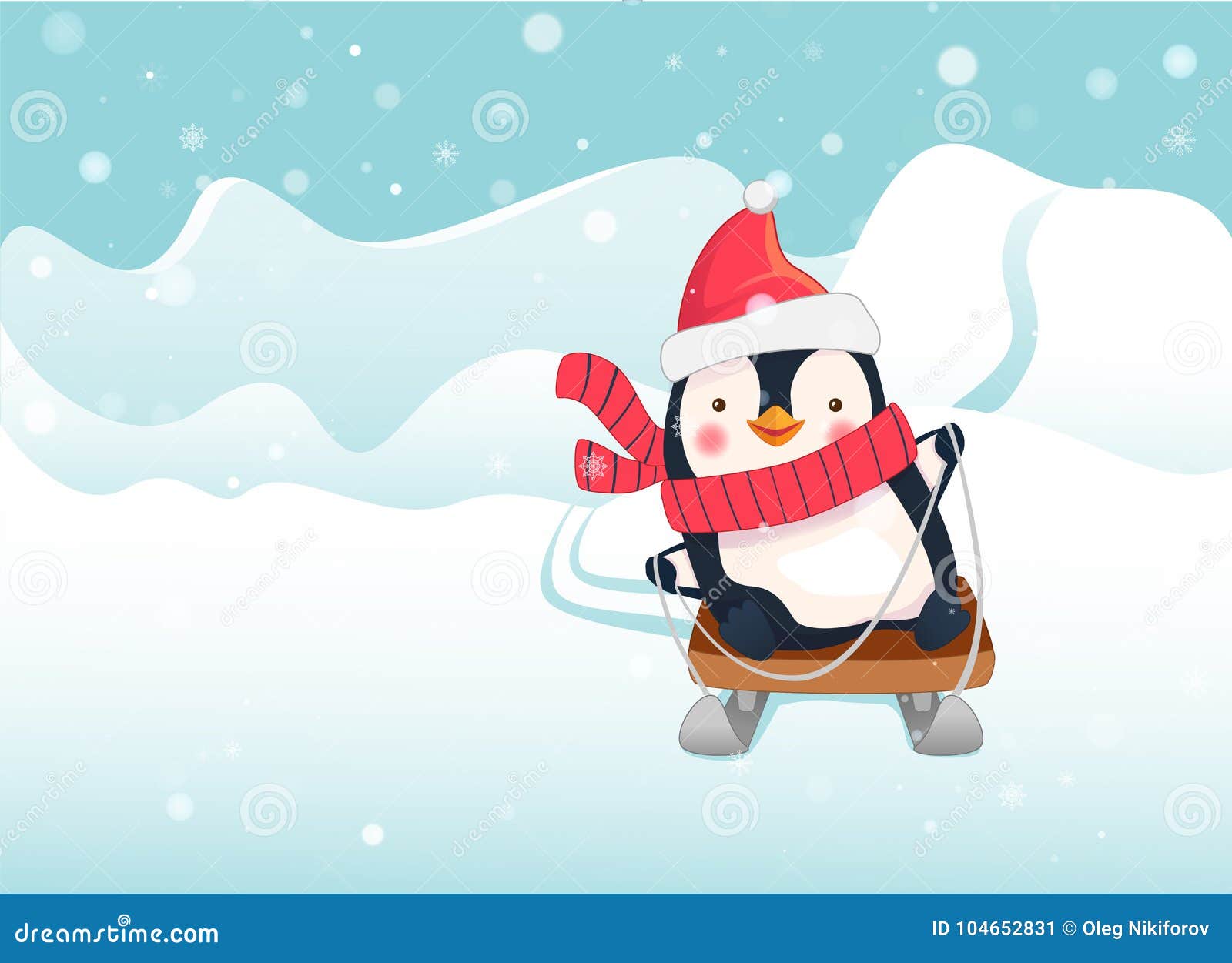 Penguin on sled stock vector. Illustration of white - 104652831