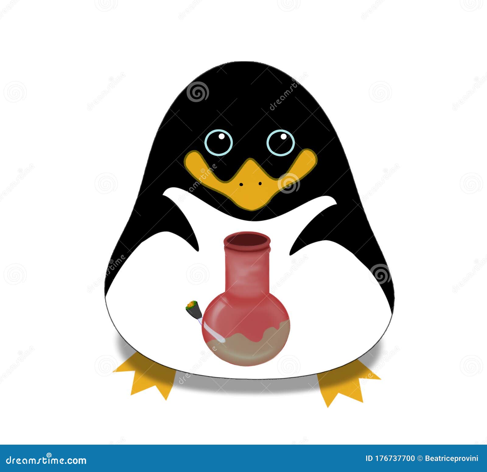 Penguin smoke bong stock illustration. Illustration of rastafarian ...