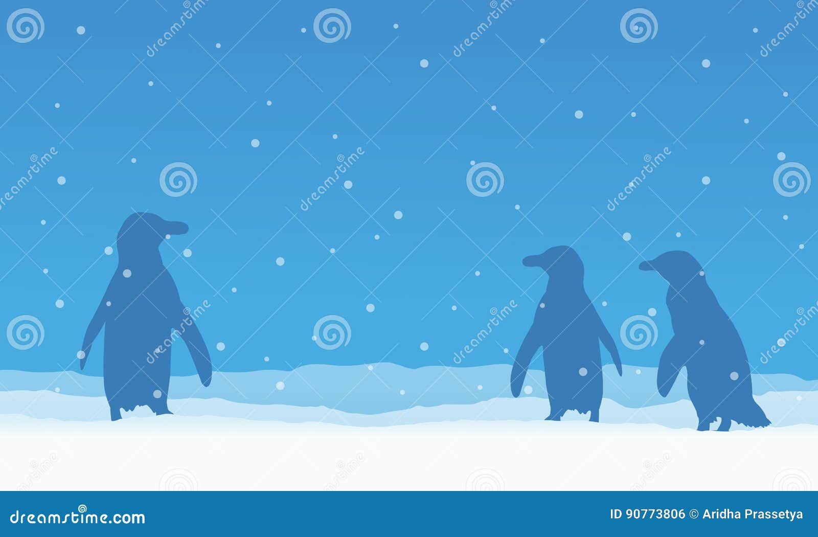 Penguin on Snow Beauty Scenery Stock Vector - Illustration of concept ...