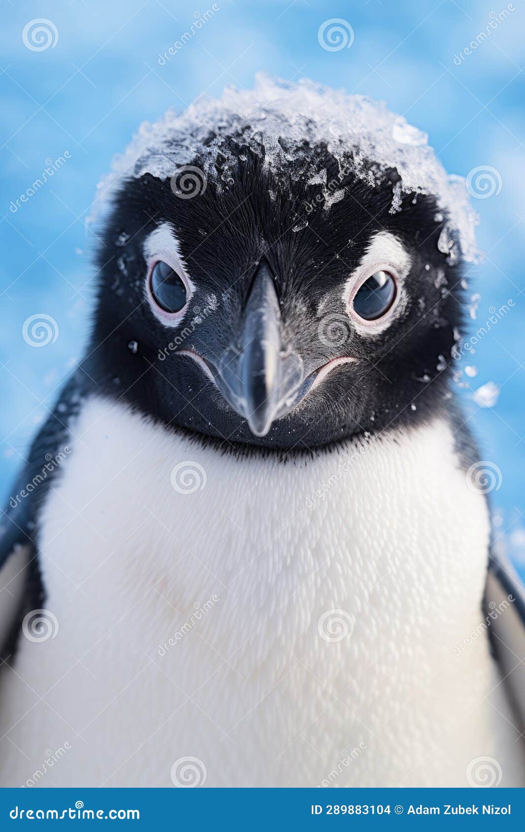 A Penguin with Snow on Its Head Stock Illustration - Illustration of ...