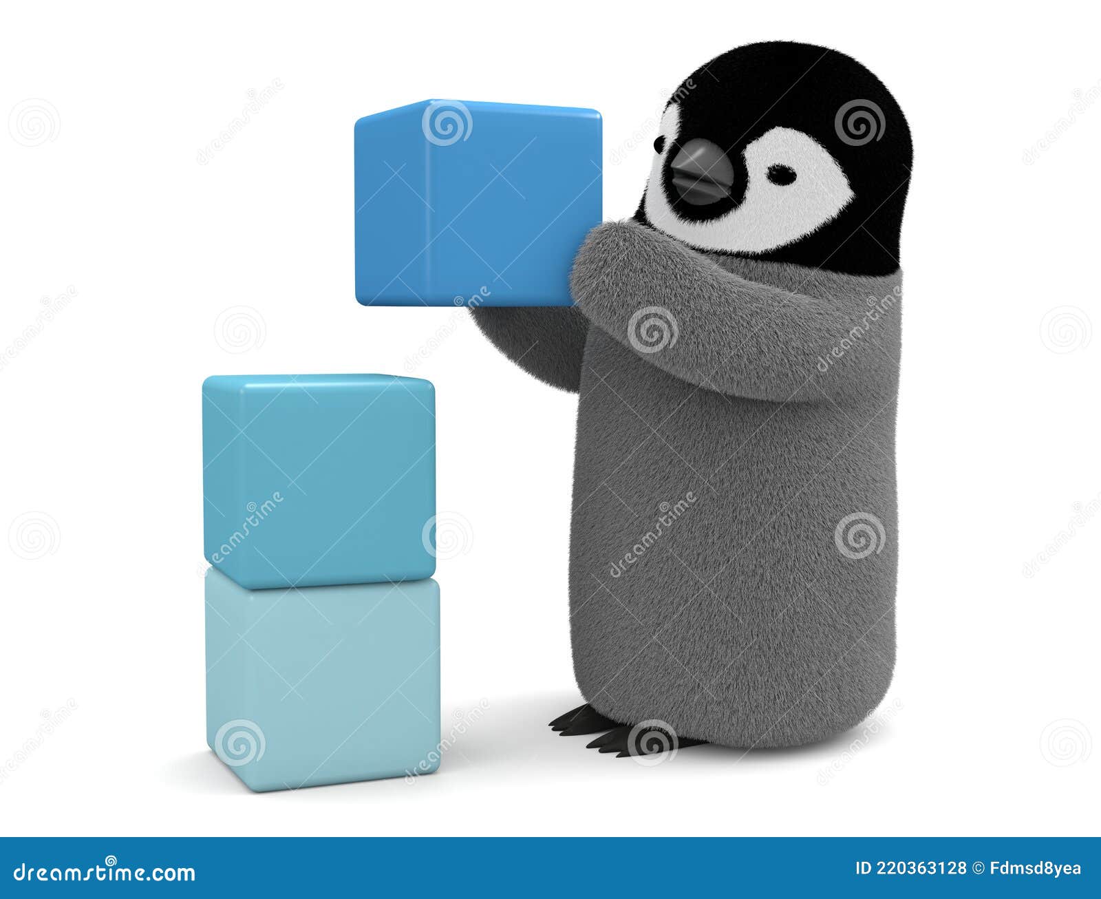 Penguin stacking blocks stock illustration. Illustration of penguin ...