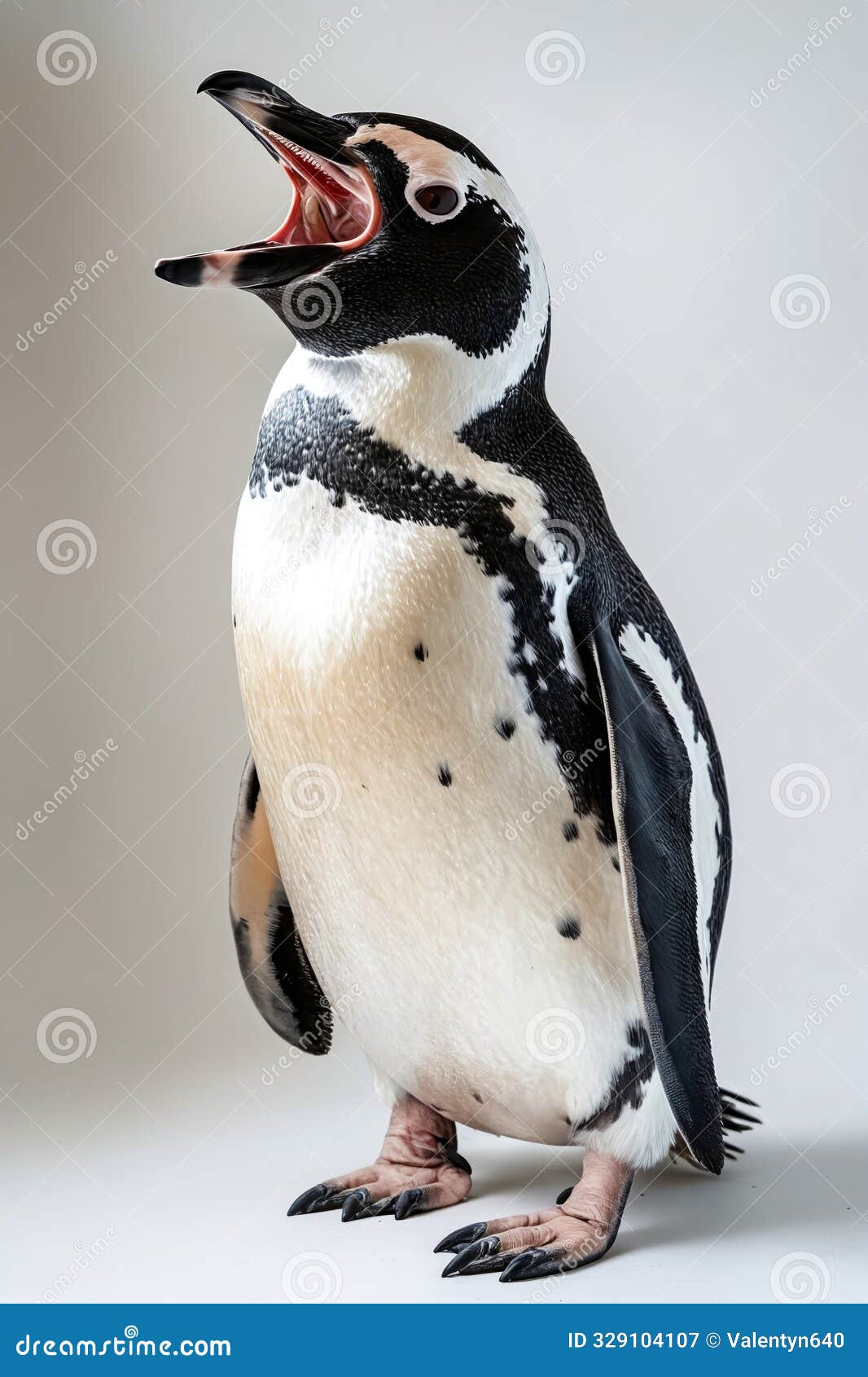 A Penguin Standing on a White Surface with Its Mouth Open. Generative ...