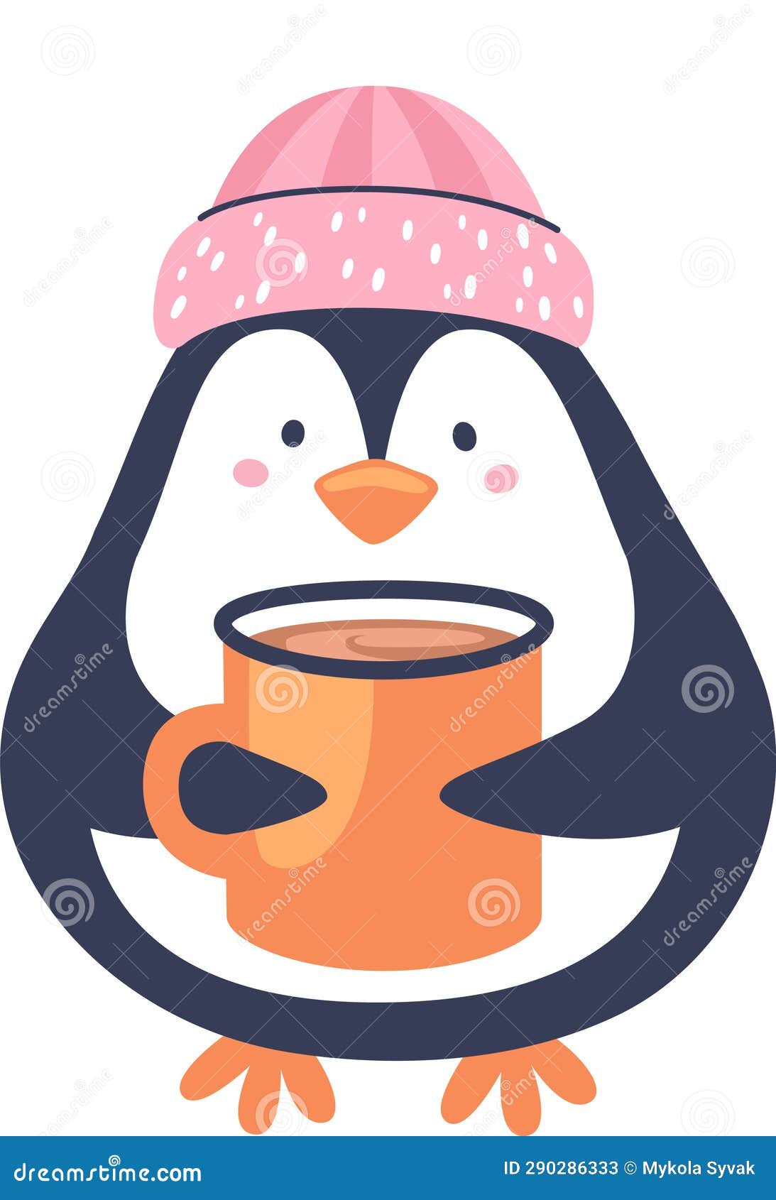 Penguin with Tea Cup stock illustration. Illustration of background ...