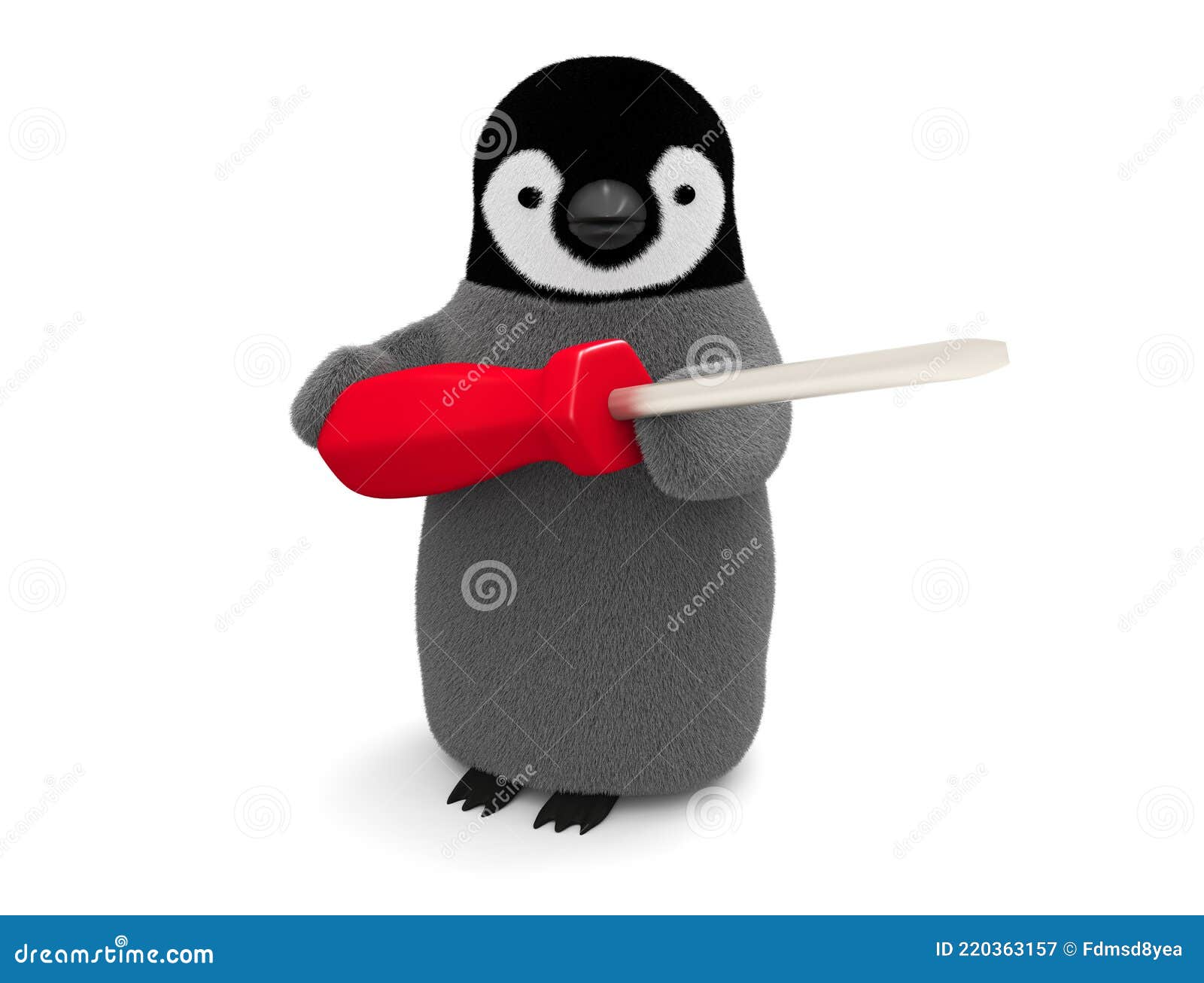 Penguin with tools stock illustration. Illustration of cartoon - 220363157