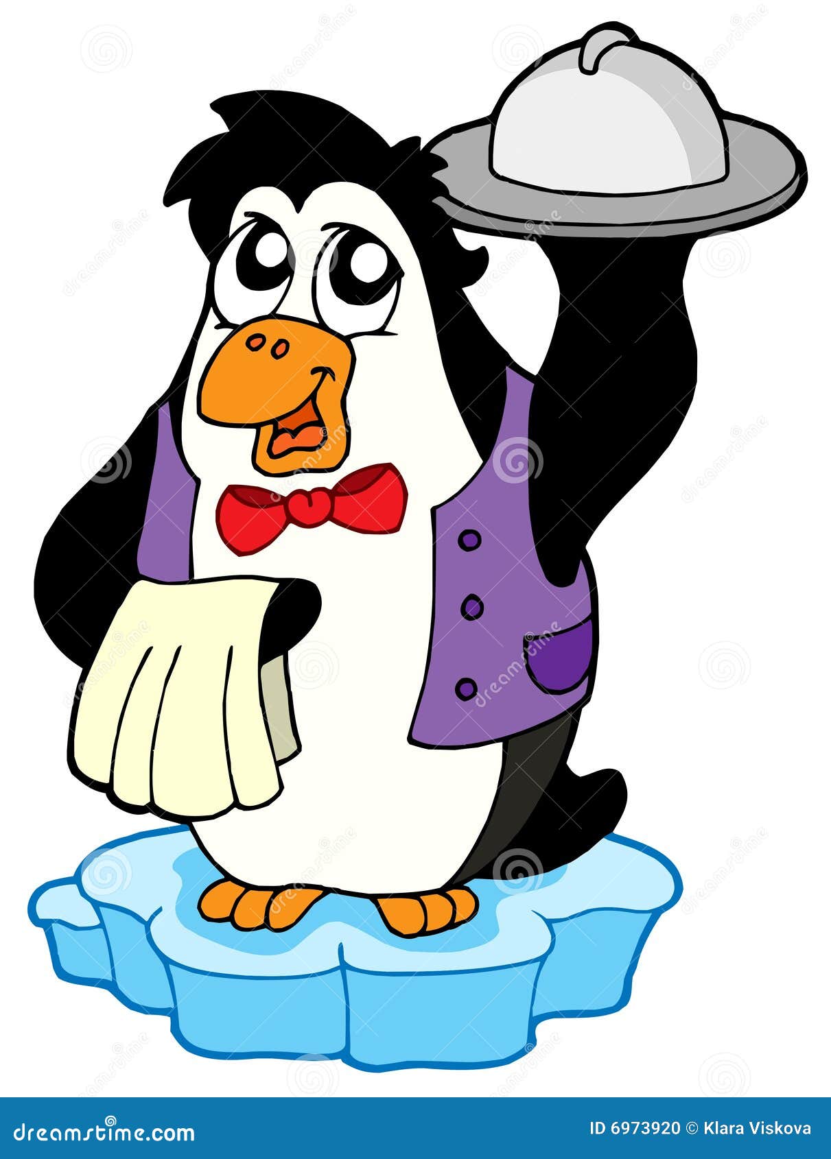 Penguin waiter on icebeg stock vector. Illustration of lunch - 6973920