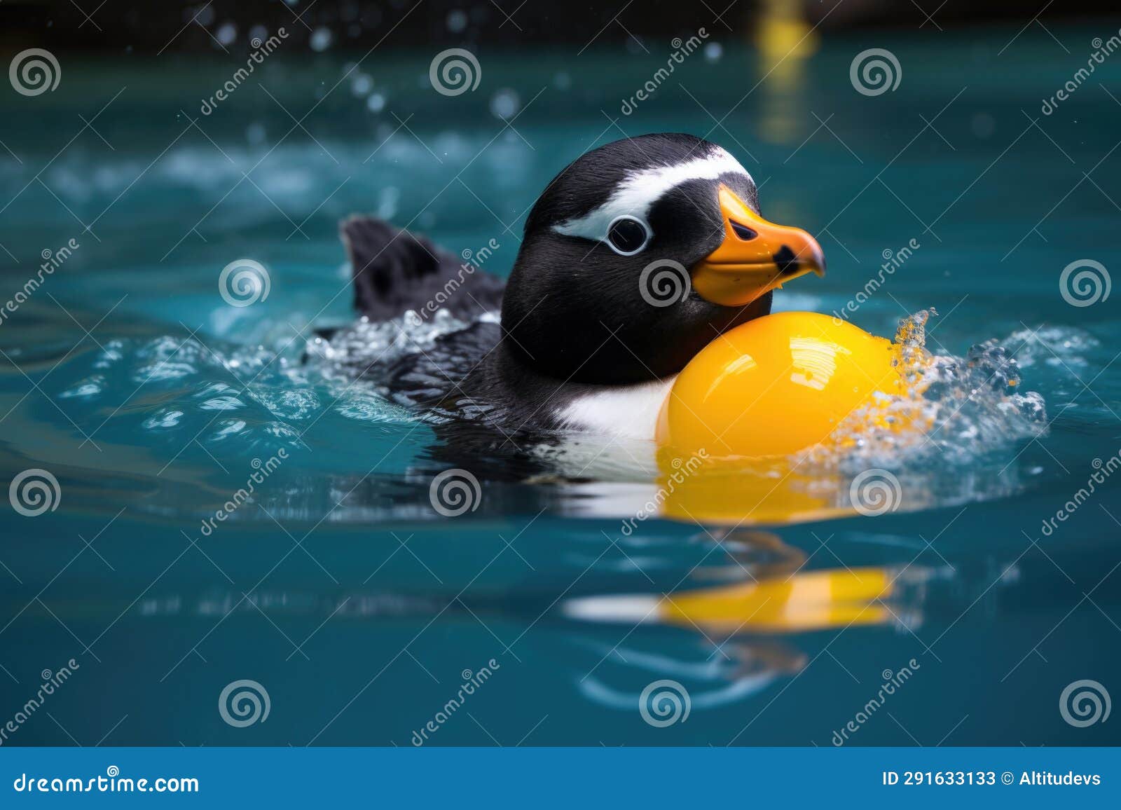 A Penguin Wearing a Rubber Duck Floatie Stock Image - Image of rubber ...
