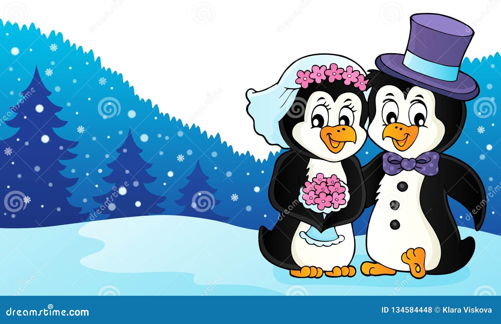 Penguin Wedding Theme Image 3 Stock Vector - Illustration of look ...