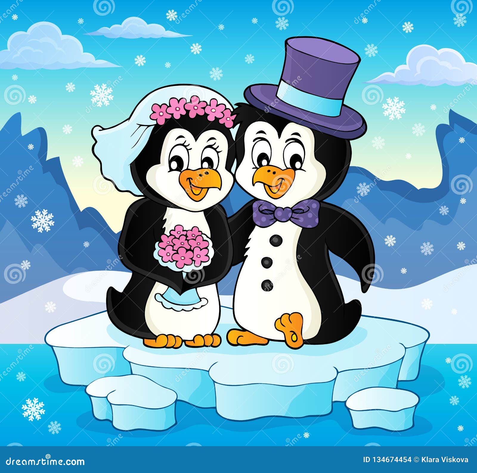 Penguin Wedding Theme Image 4 Stock Vector - Illustration of happiness ...