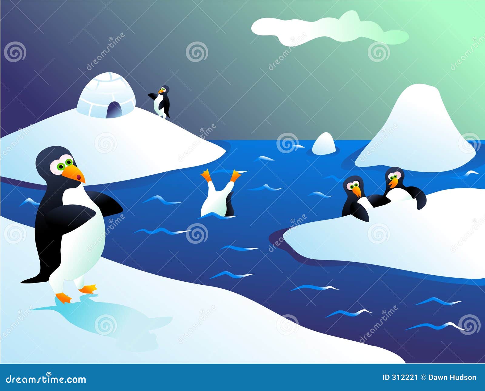 Penguins stock illustration. Illustration of snow, illustrations - 312221