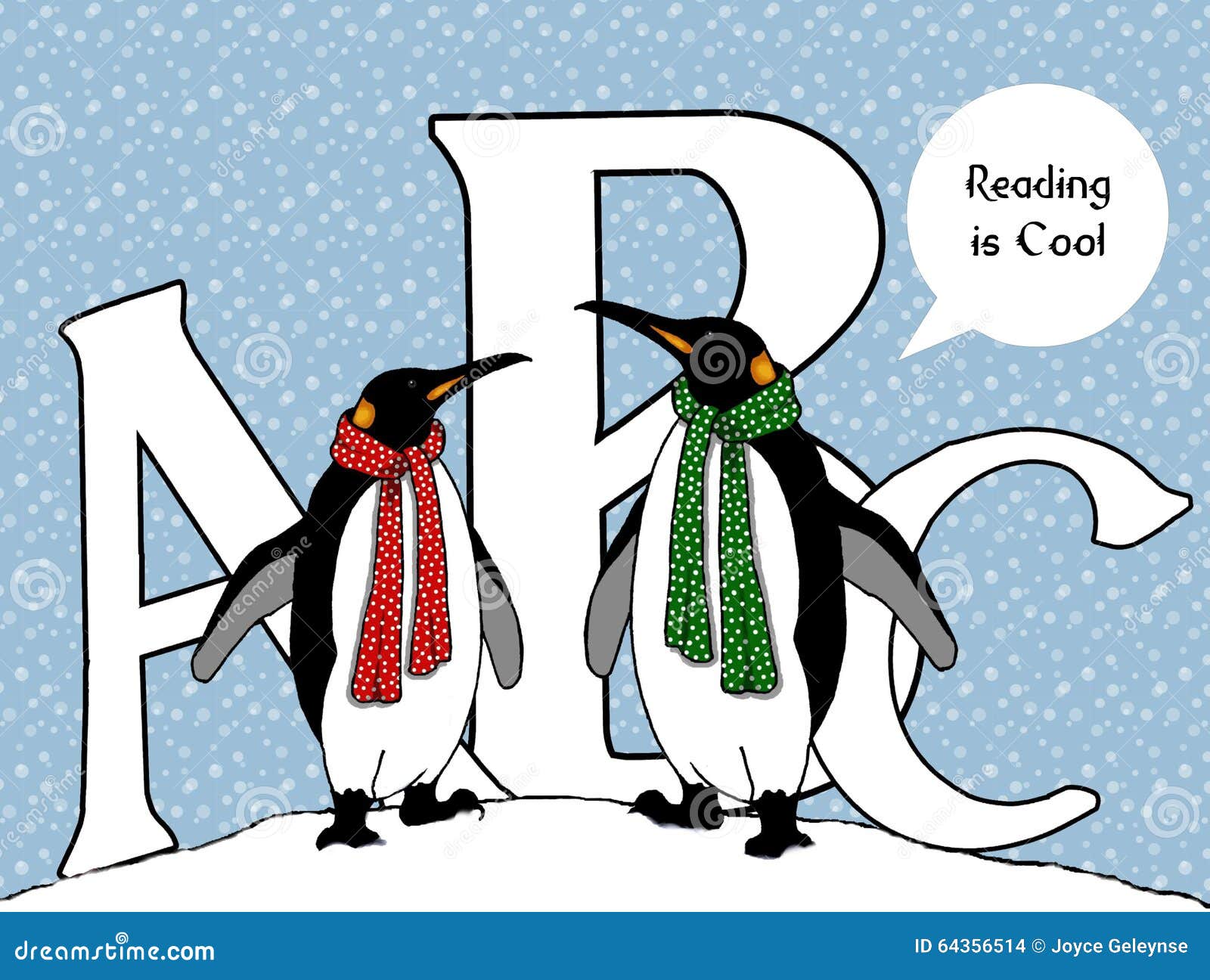 Penguins with ABC: Reading is Cool Stock Illustration - Illustration of ...
