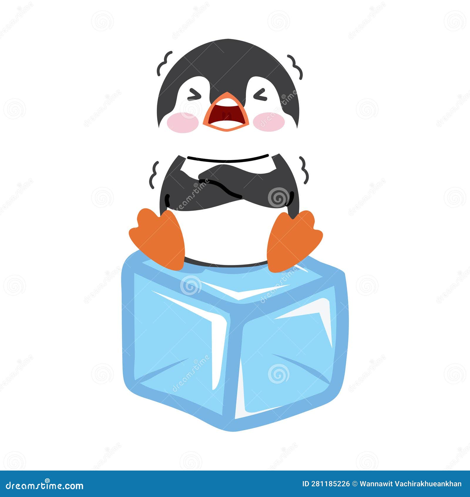 Penguins Cold Sitting on Ice Cube Stock Vector - Illustration of ...
