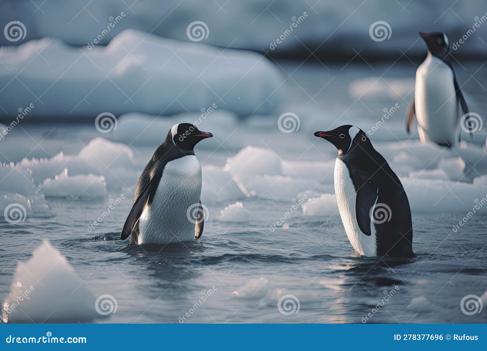 Penguins floating on ice stock illustration. Illustration of polar ...