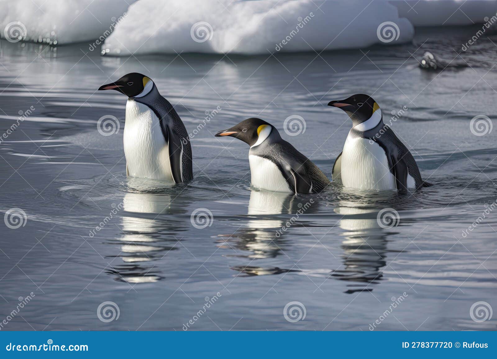 Penguins floating on ice stock illustration. Illustration of ...