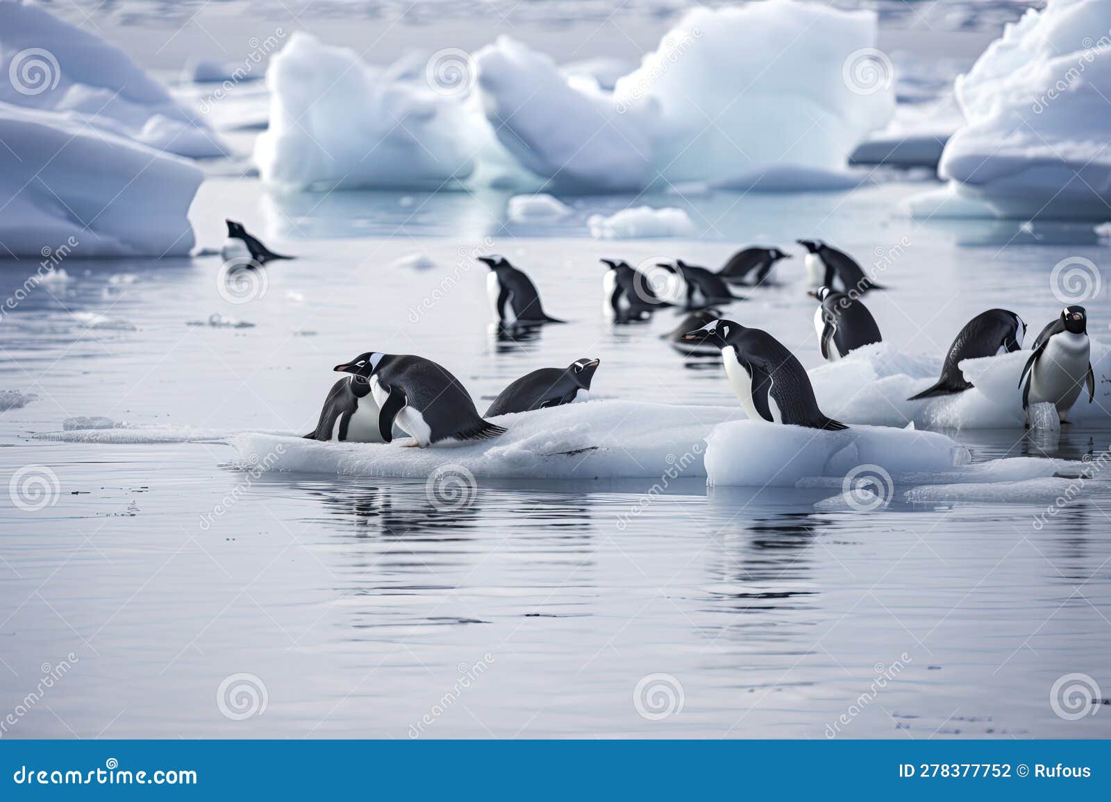 Penguins floating on ice stock illustration. Illustration of colours ...