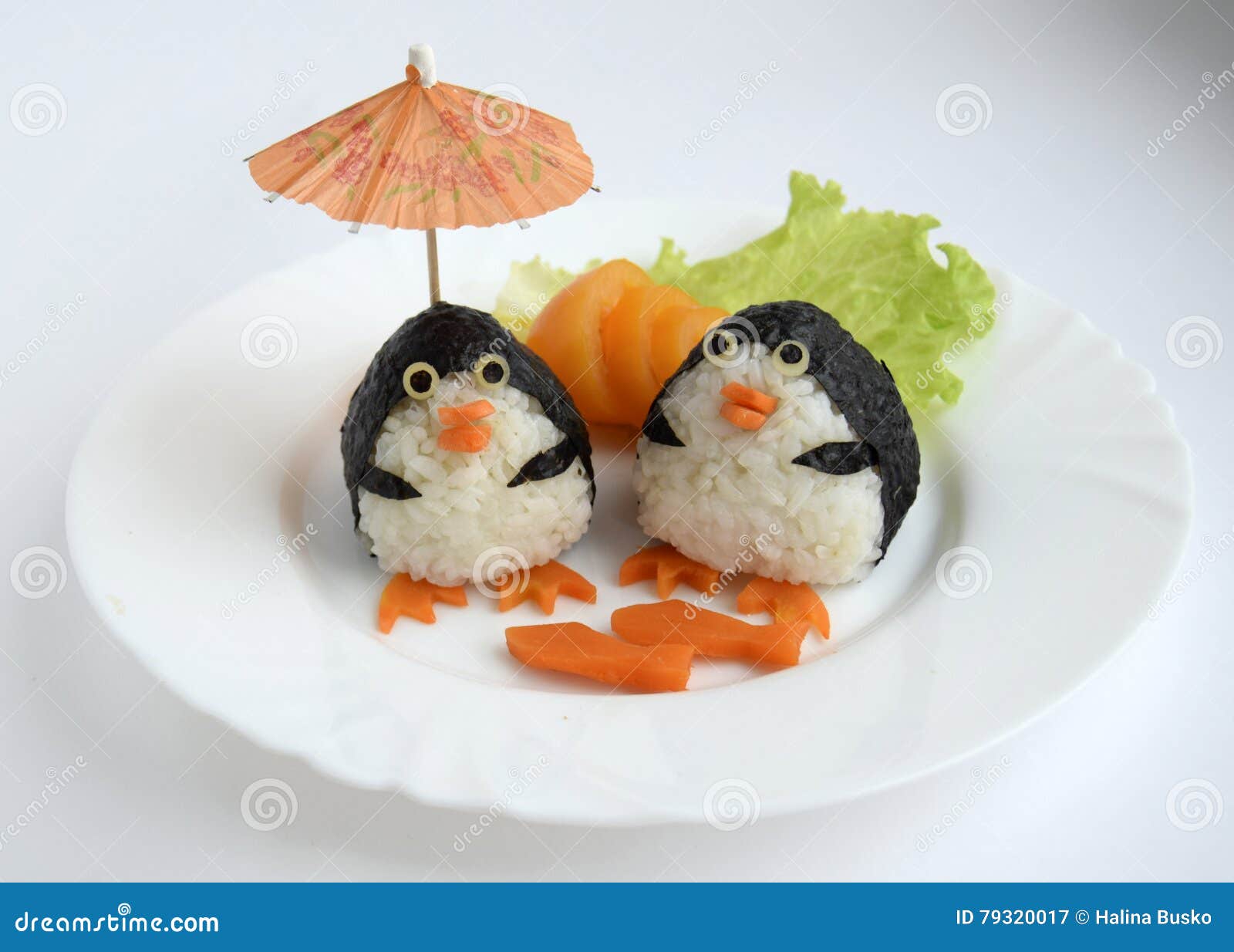 The penguins made of rice stock image. Image of nori - 79320017