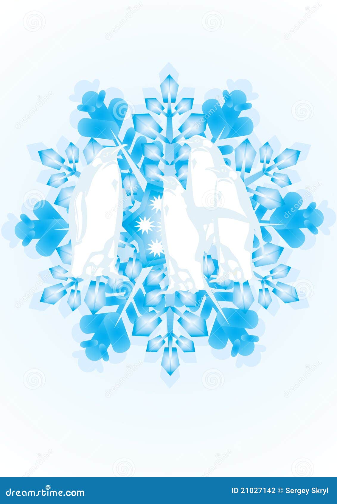 Penguins on the snowflake stock vector. Illustration of abstract - 21027142