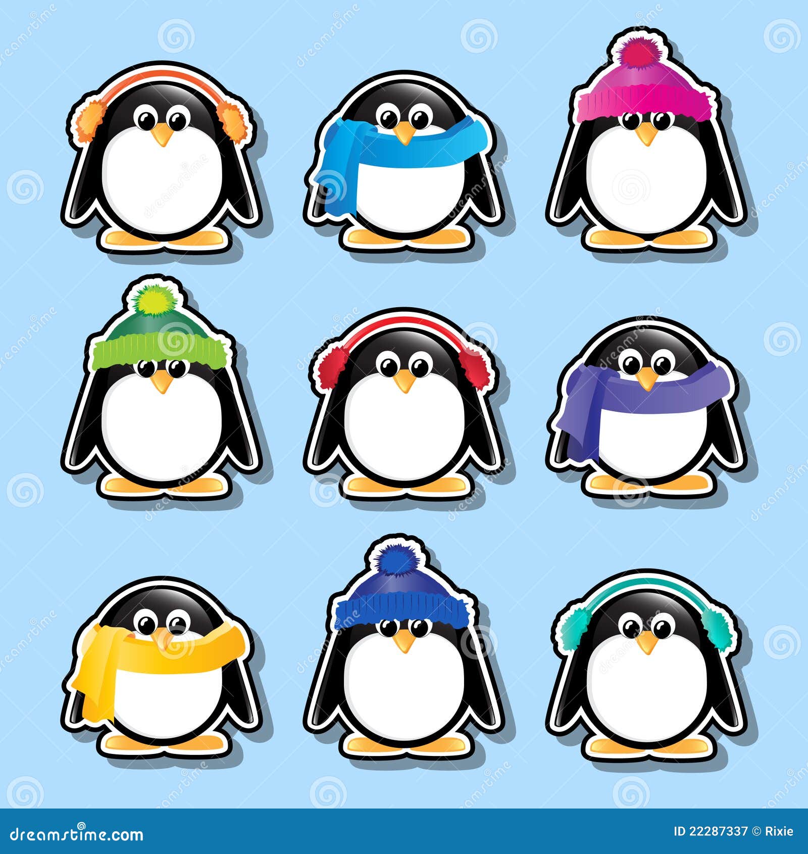 Penguins stickers stock vector. Illustration of card - 22287337