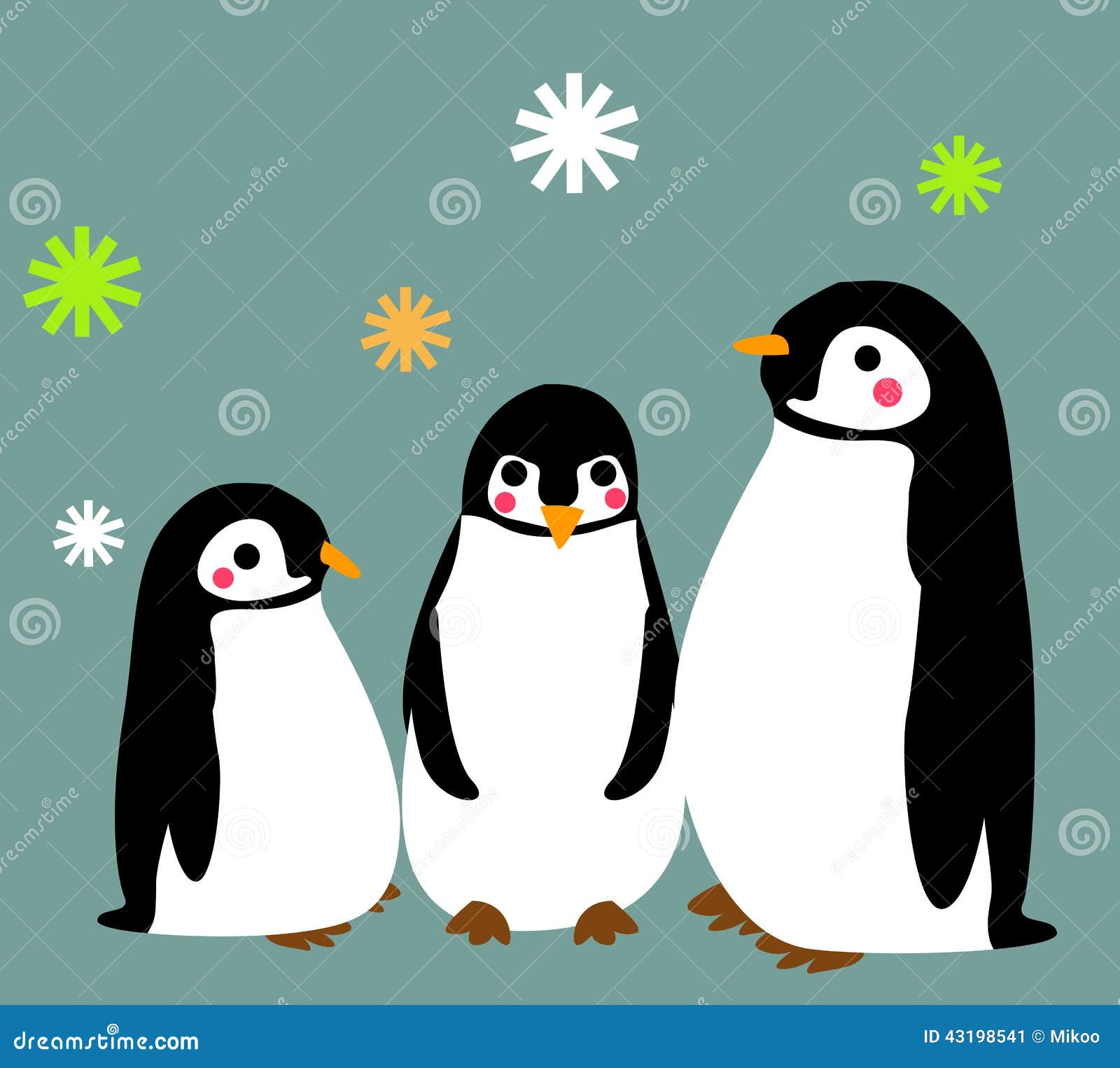 Penguins stock vector. Illustration of card, wild, retro - 43198541