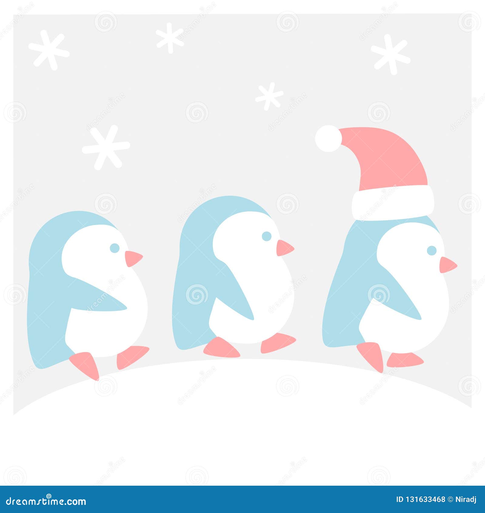 Penguins are Walking in Snow Stock Vector - Illustration of snow ...