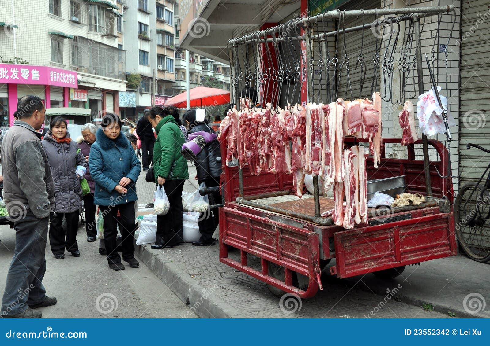 Pengzhou, China: Butcher Shop on Wheels Editorial Photography - Image ...