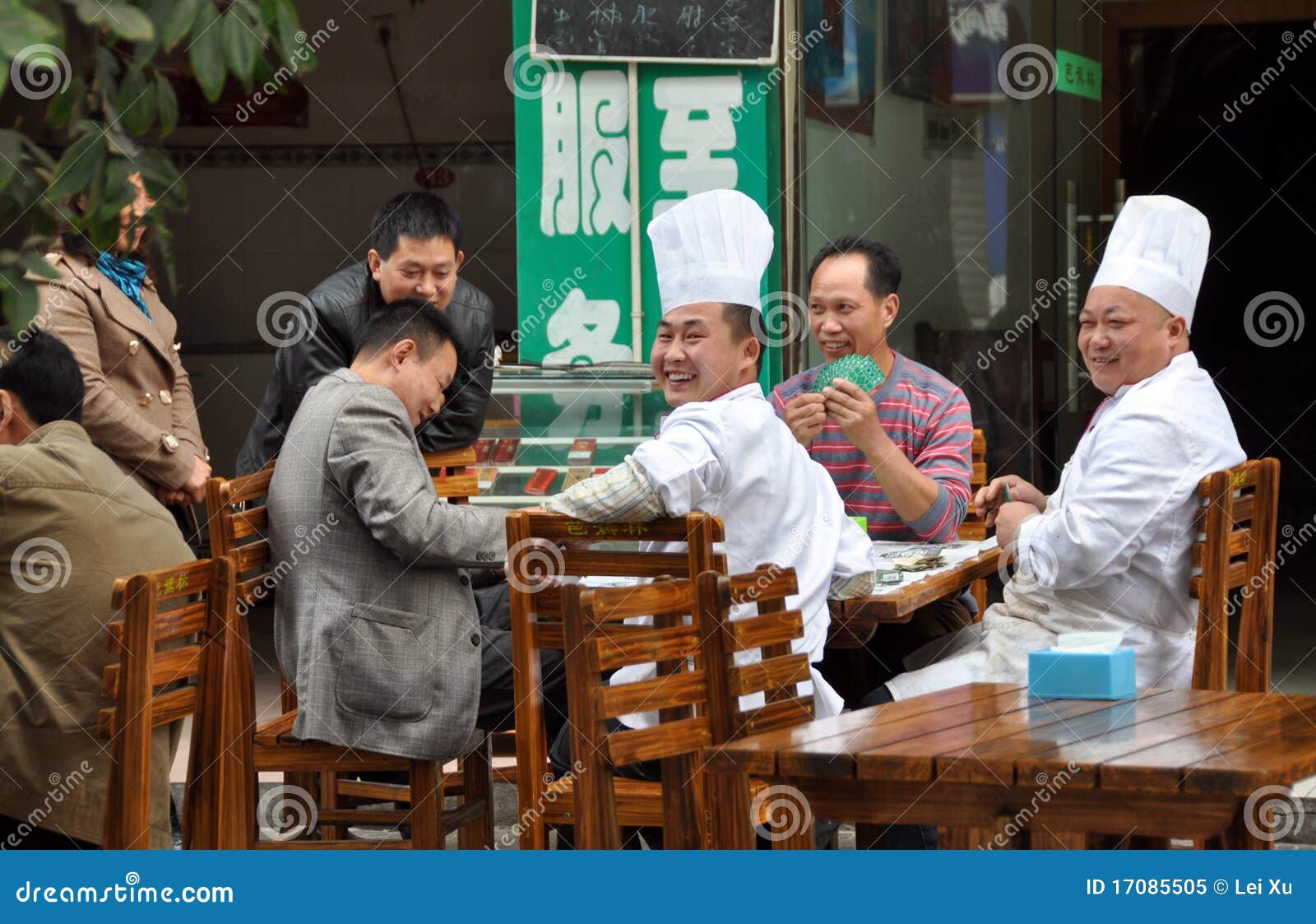 Pengzhou, China: Chefs Playing Cards Editorial Image - Image of ...