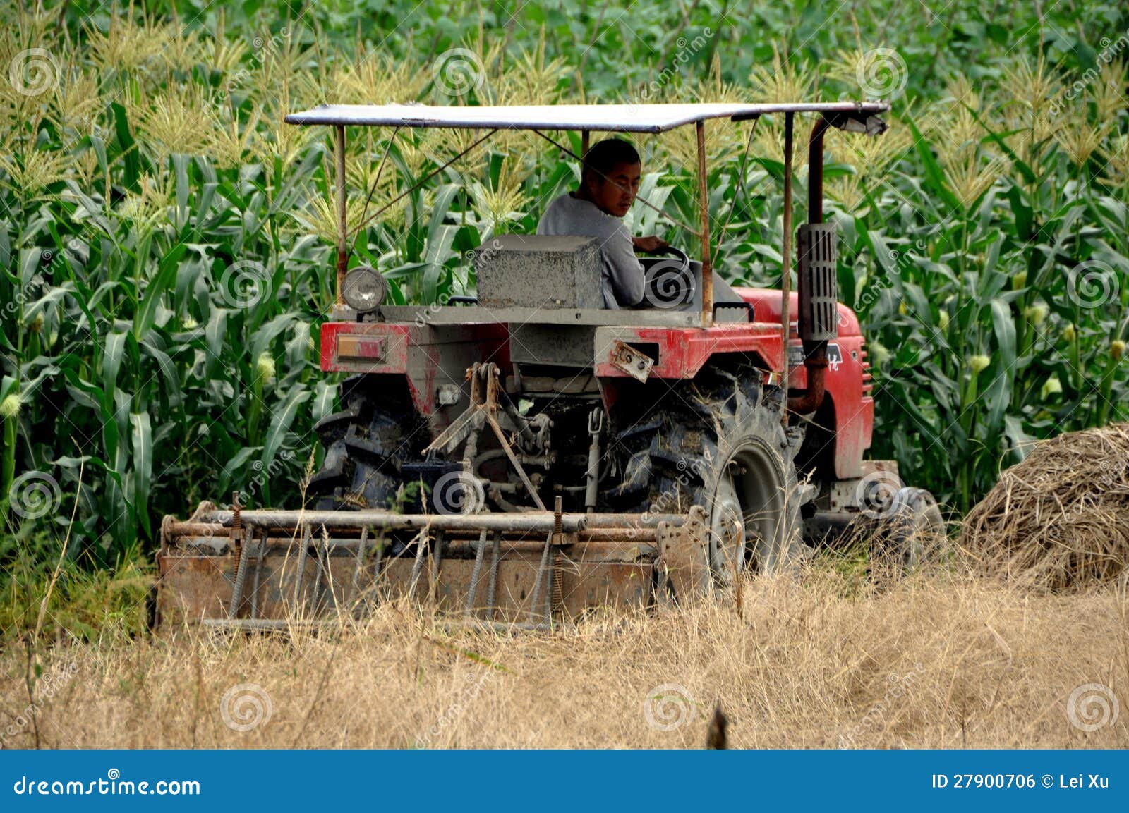 Pengzhou, China: Farmer Riding Tractor Editorial Photo - Image of ...