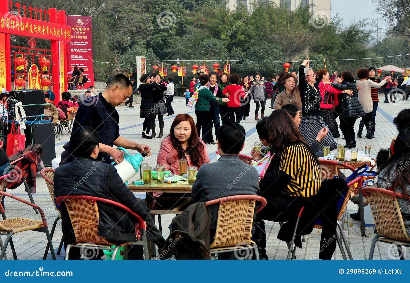 Pengzhou, China: People Sipping Tea & Dancing Editorial Stock Image ...