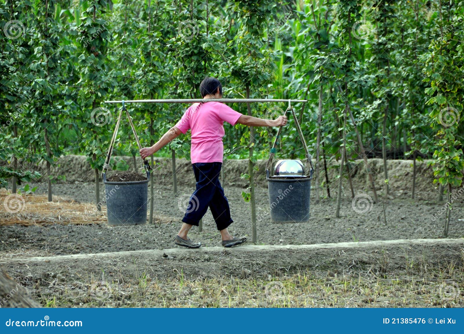 Pengzhou, China: Woman Carrying Pails Editorial Photo - Image of china ...