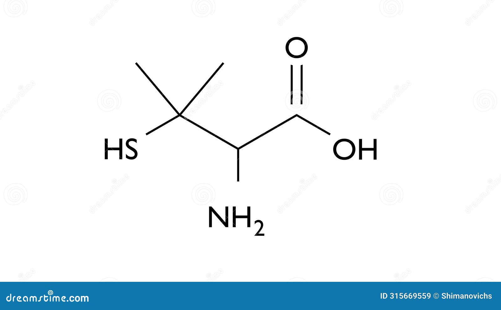 Penicillamine Molecule 3d Rendering, Flat Molecular Structure With ...