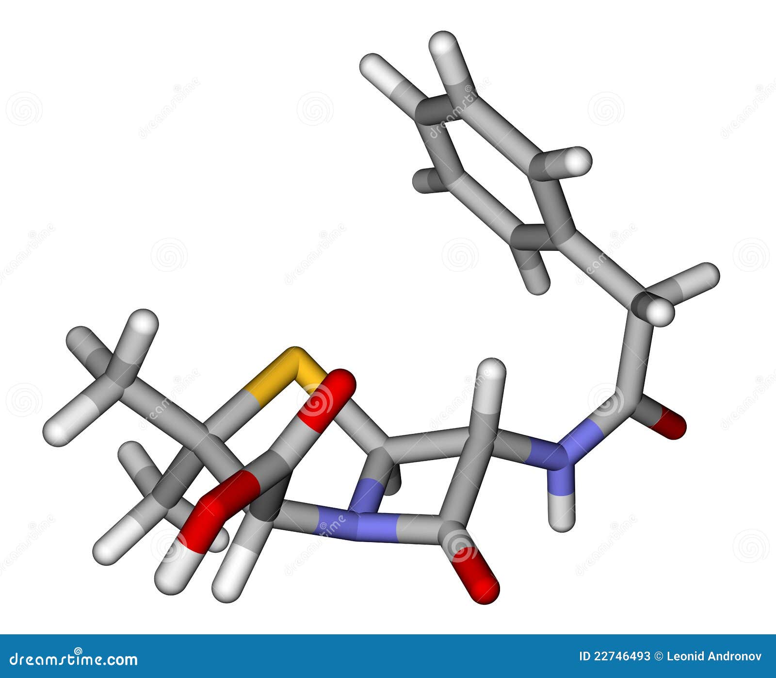Penicillin G Sticks Molecular Model Stock Illustration - Illustration ...