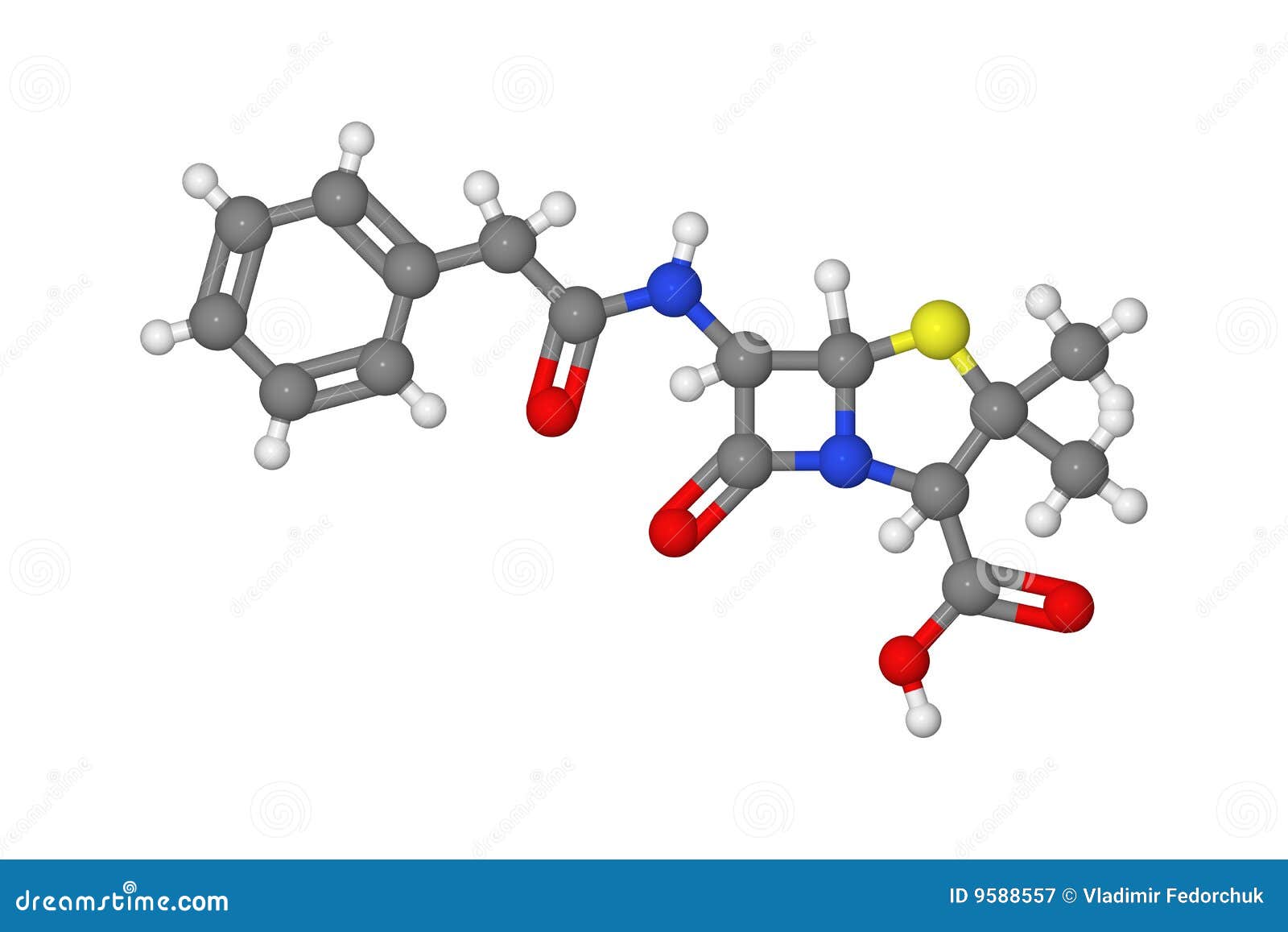 Penicillin Molecule, Structural Formula And 3d Structure Royalty-Free ...