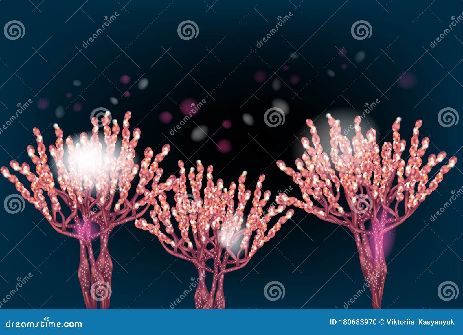 Penicillium Slide Blue Mold, Mycelium and Conidiophores. Stock Vector ...