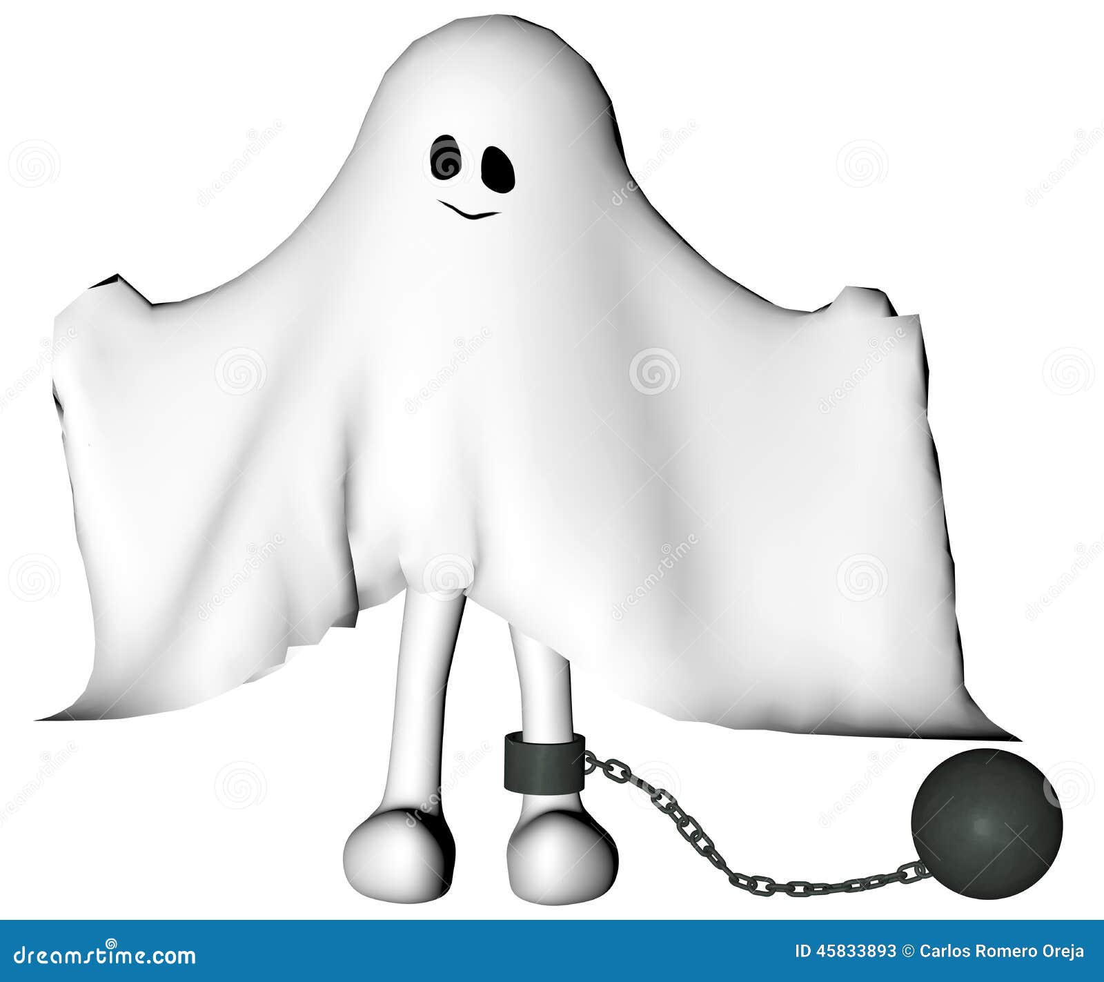 Penitent Ghost with Ball and Chain Stock Illustration - Illustration of ...