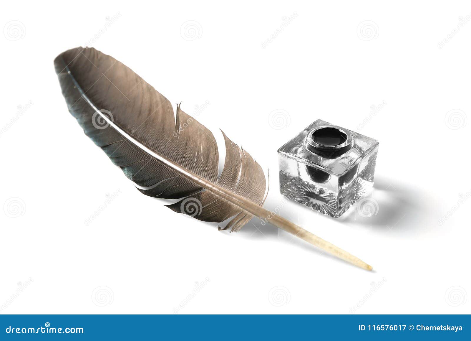 Penna E Calamaio Della Piuma Isolati Su Bianco Immagine Stock ...