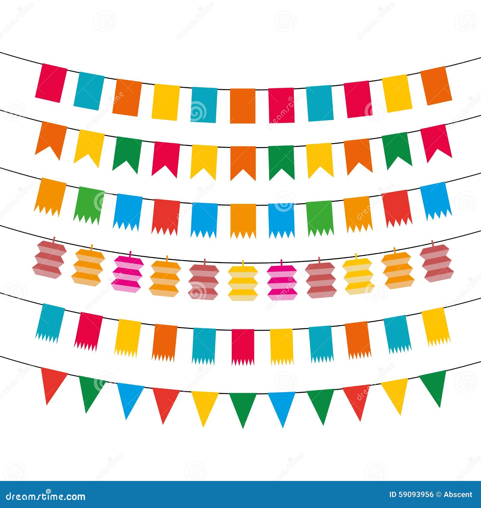 Pennant bunting collection stock vector. Illustration of birthday ...