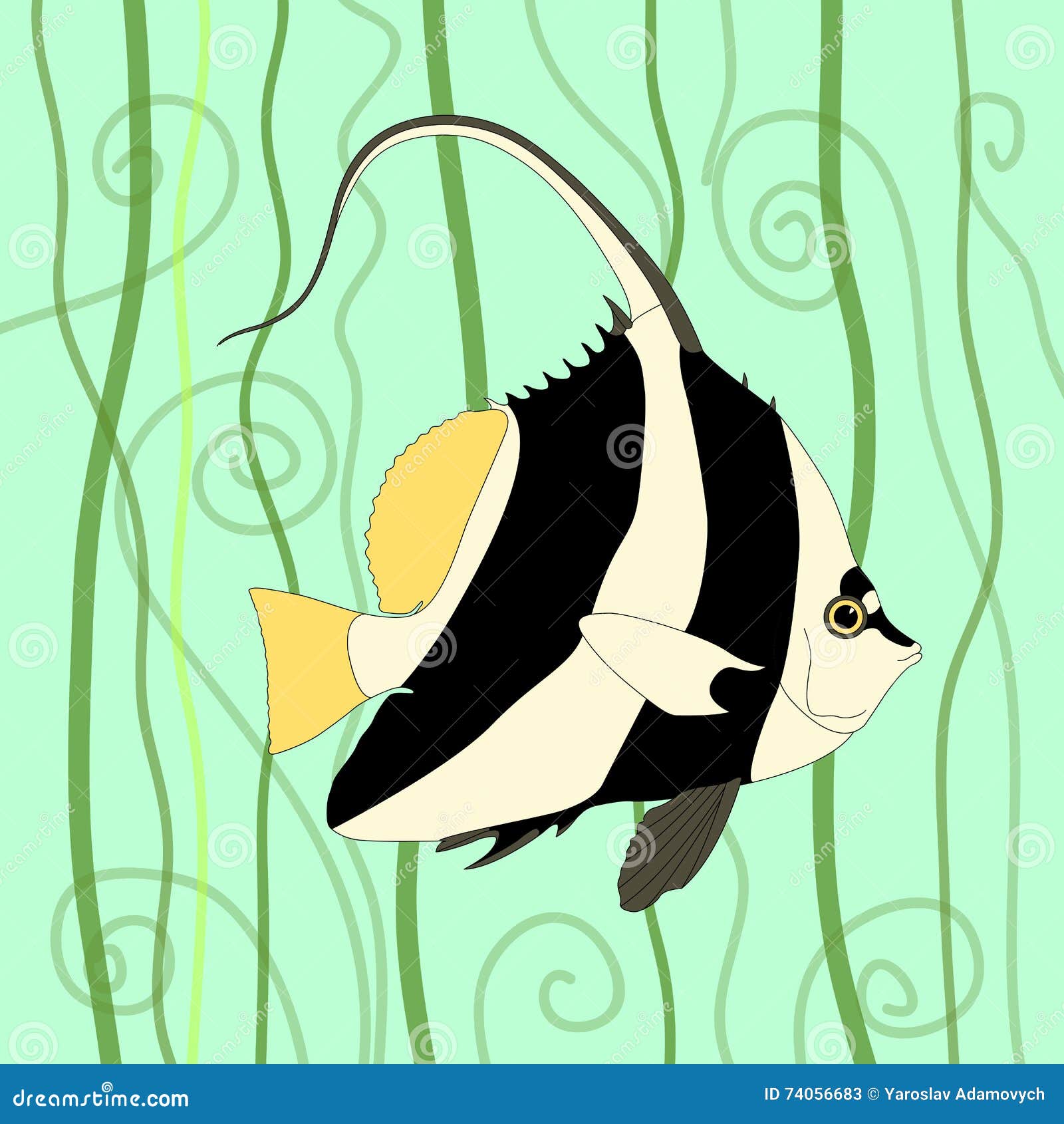 Longfin Bannerfish Cartoon Vector | CartoonDealer.com #1527699