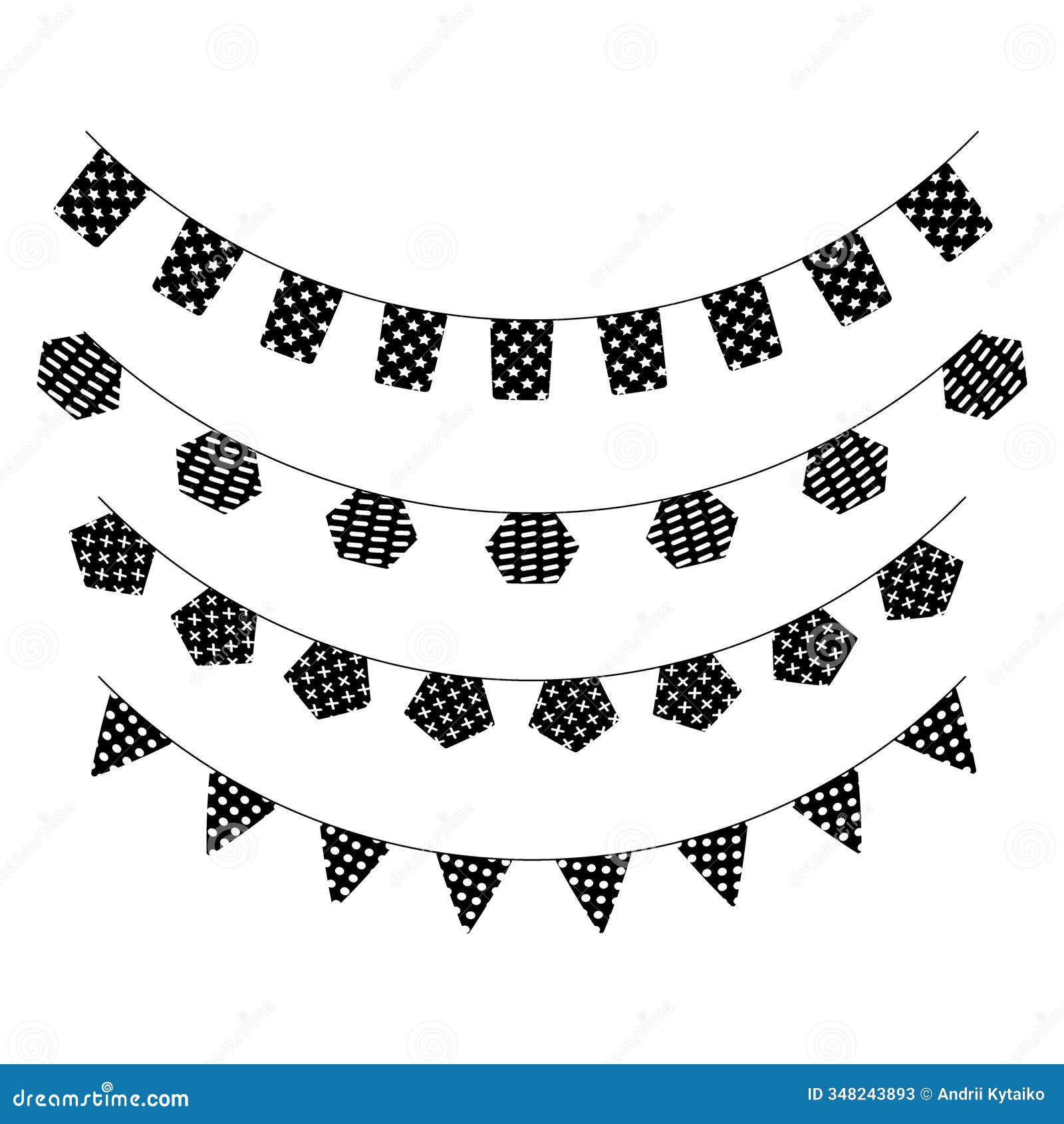 Pennant Flag Pattern Black White Collection Stock Illustration ...