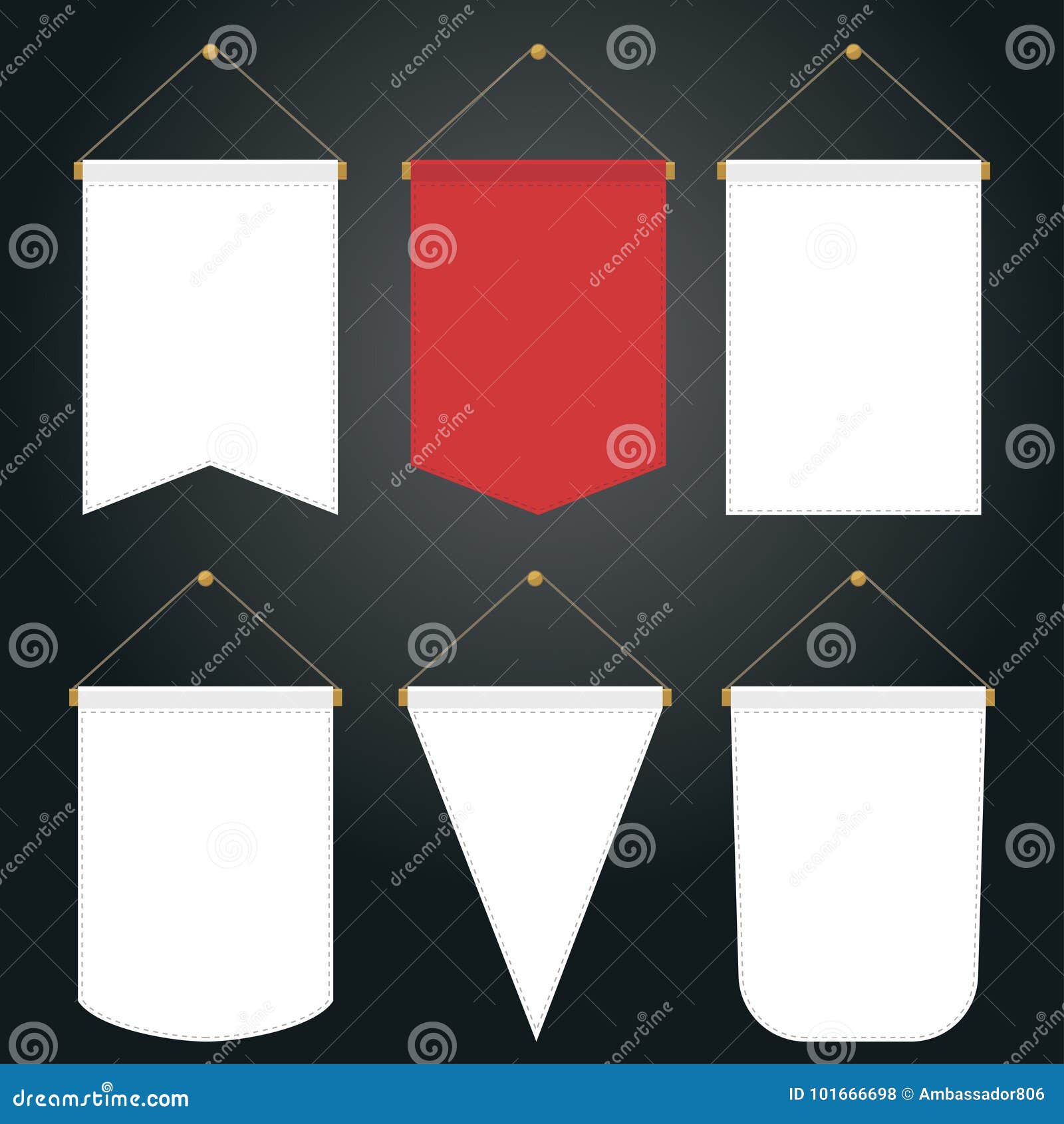 Pennant Template Hanging on Wall, Vector Stock Vector - Illustration of ...