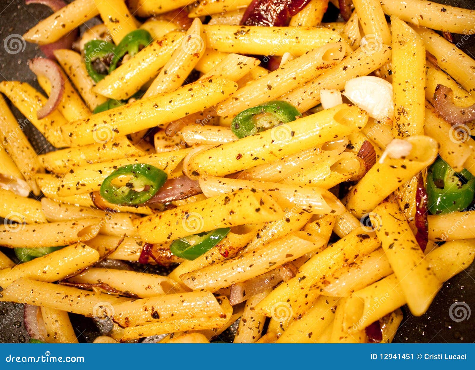 Penne al oglio stock image. Image of eating, kitchen - 12941451