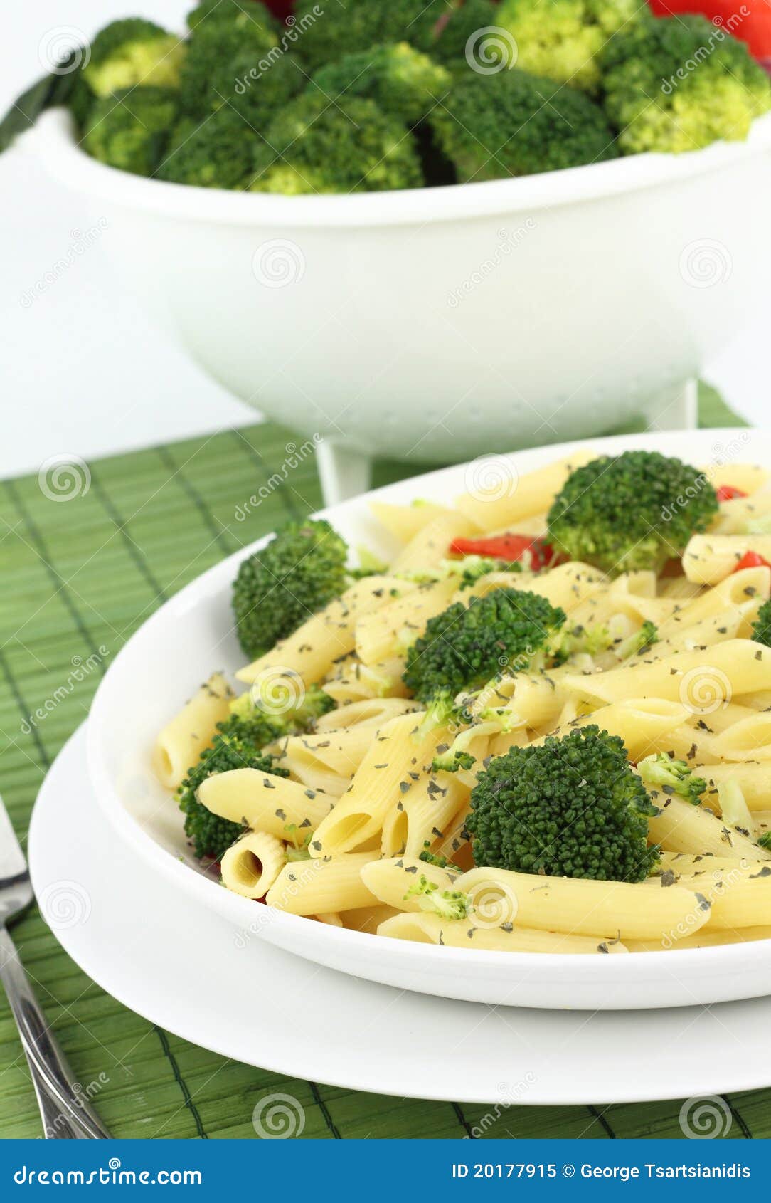 Penne with broccoli stock image. Image of summer, garlic - 20177915
