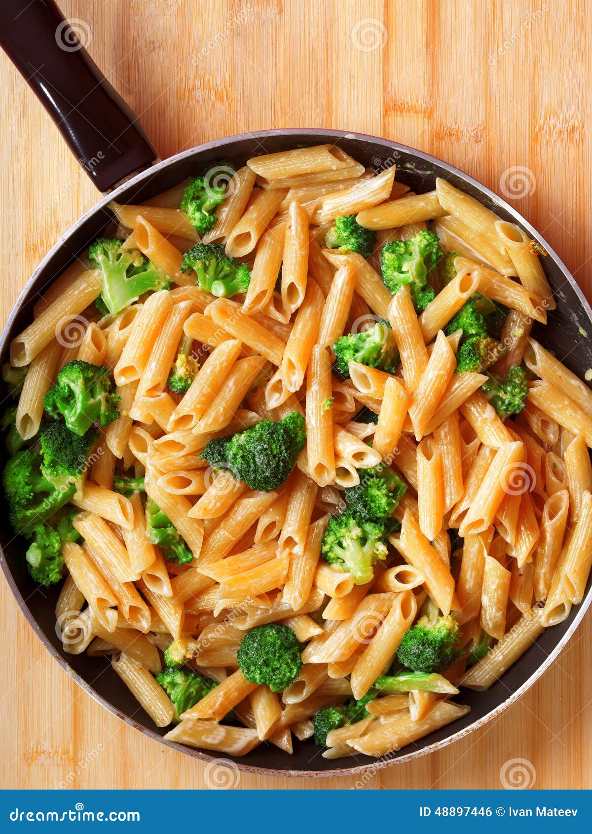 Penne with broccoli stock photo. Image of meal, indoors - 48897446