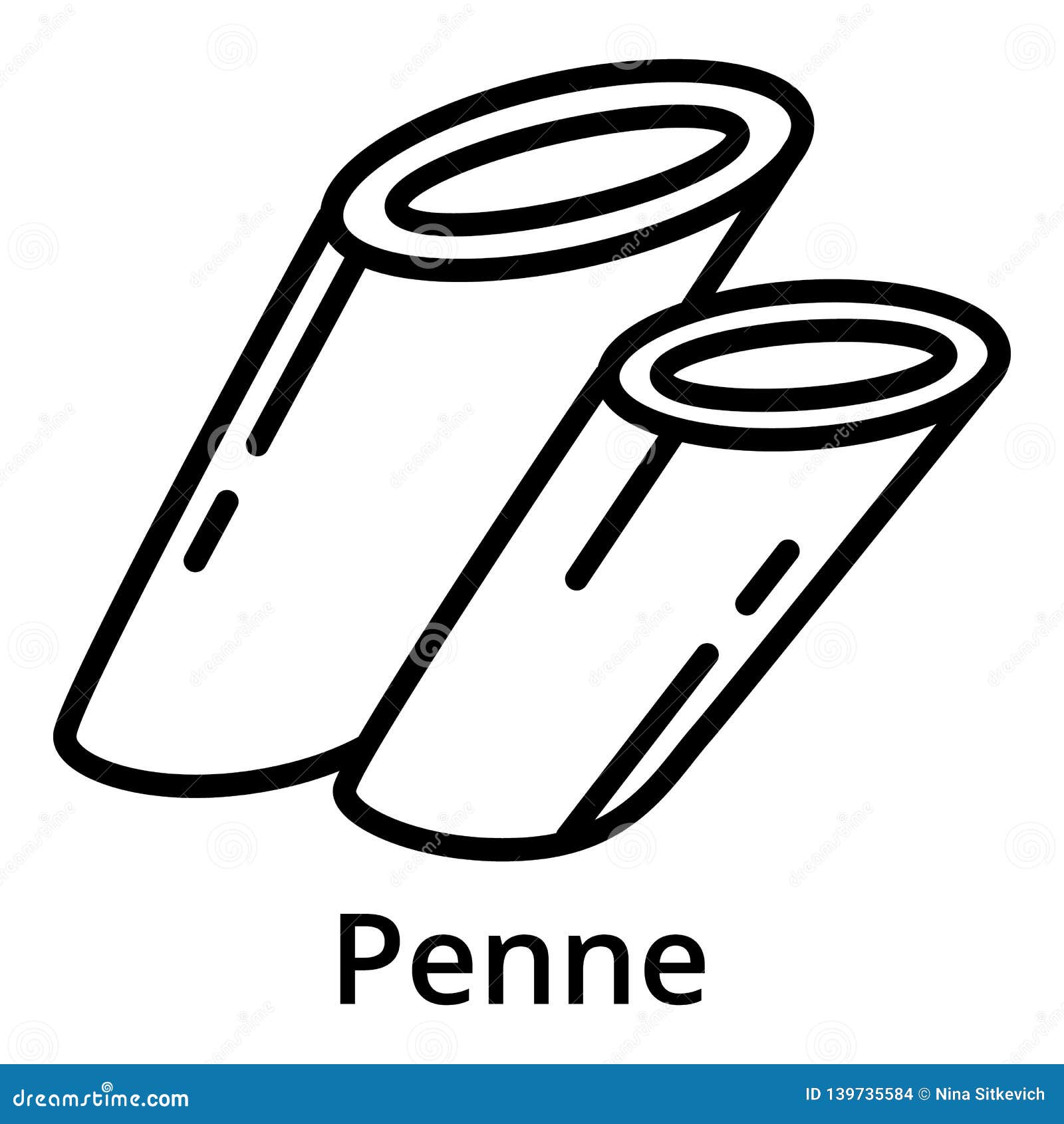 Penne icon, outline style stock vector. Illustration of logo - 139735584