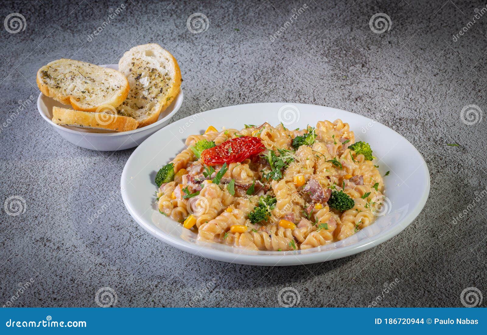 Penne Pasta with Bechamel Sauce and Vegetables Stock Photo - Image of ...