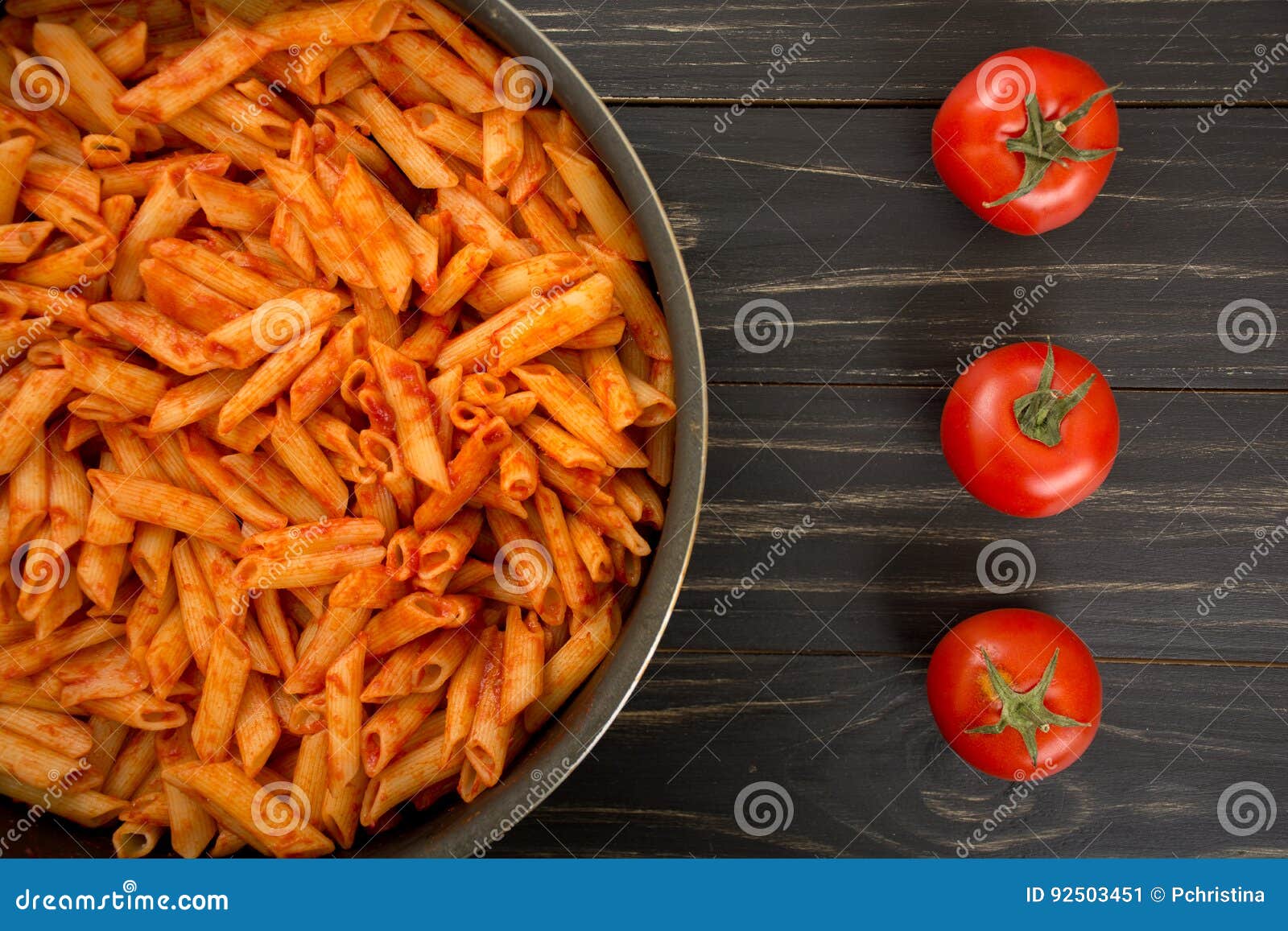 Penne pasta in pan stock image. Image of lunch, tomato - 92503451