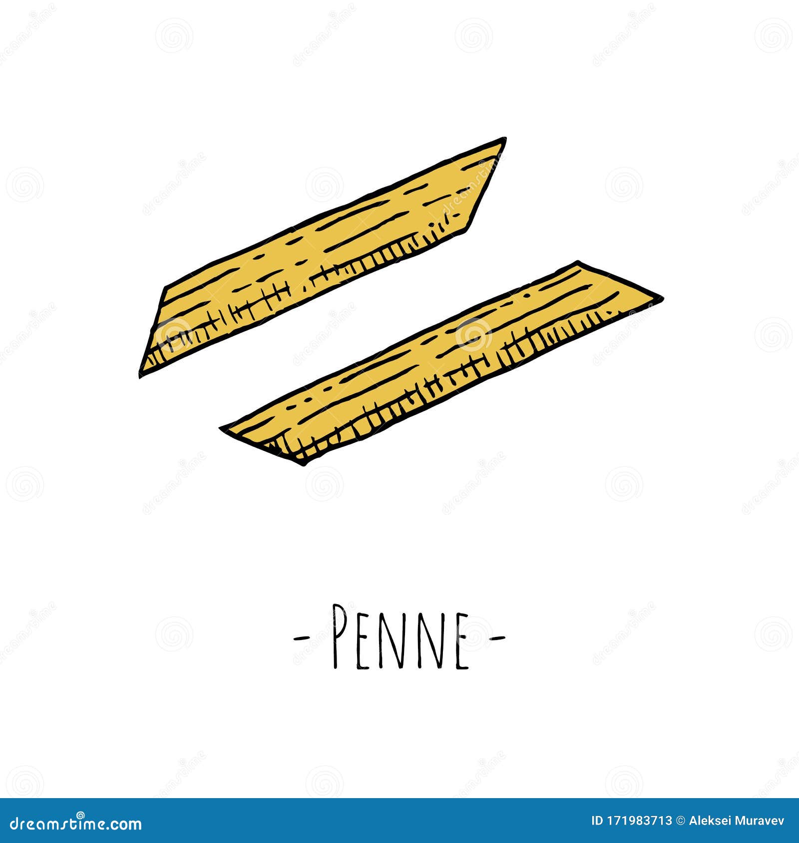 Penne Rigate. Vector Cartoon Illustration of Pasta. Isolated Objects on ...