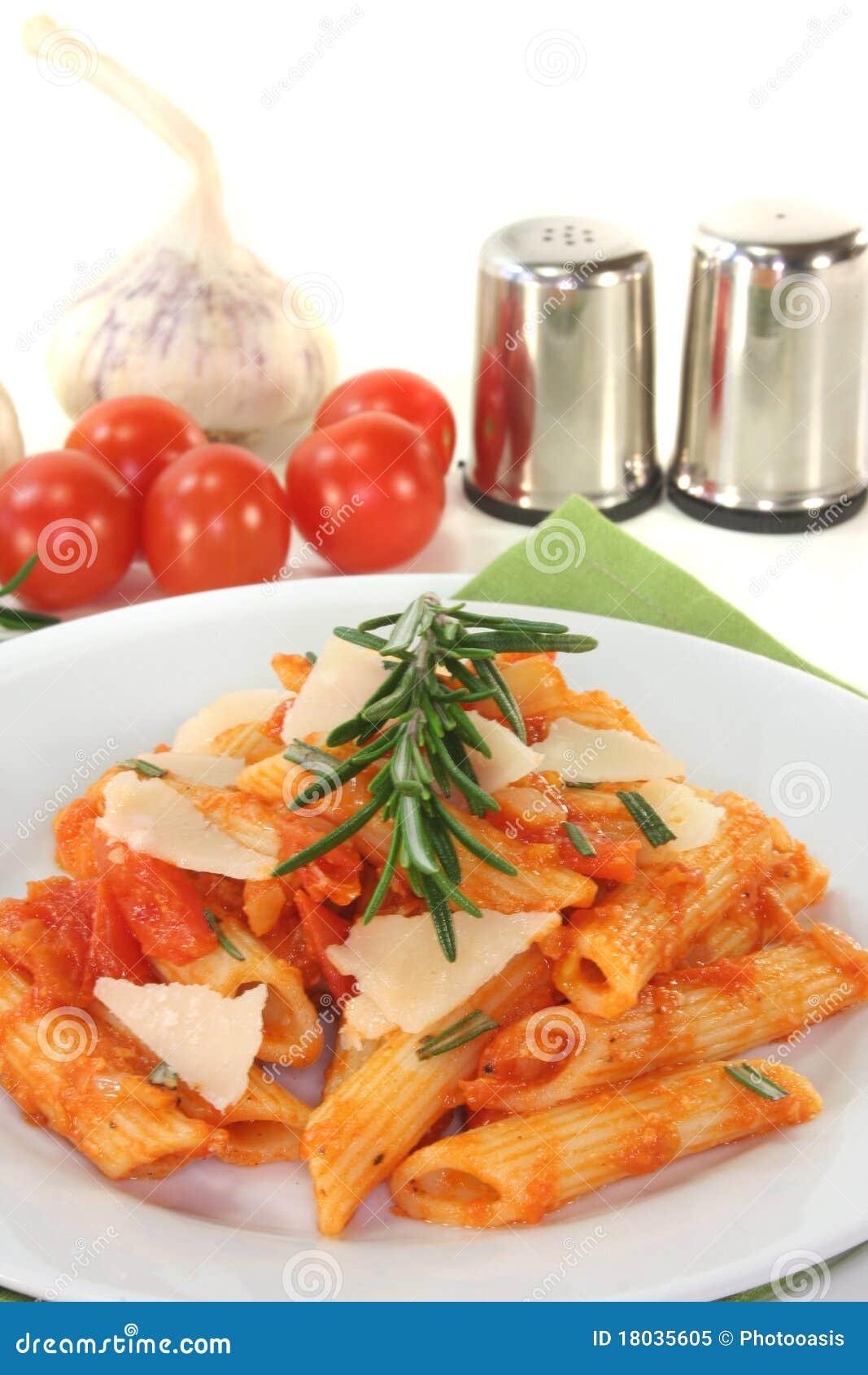 Penne with Tomato Sauce and Parmesan Stock Image - Image of cheese ...